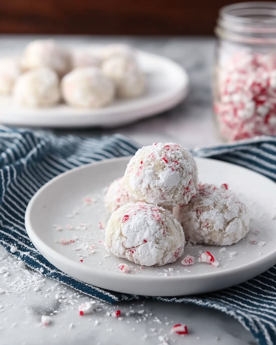 Peppermint Crunch Snowball Cookies - Festive Holiday Treats